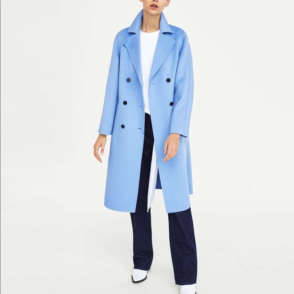 Zara | Jackets & Coats | Zara Baby Sky Blue Double Breasted Wool Coat ...